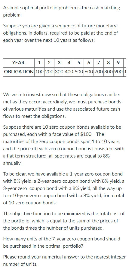 A simple optimal portfolio problem is the cash | Chegg.com