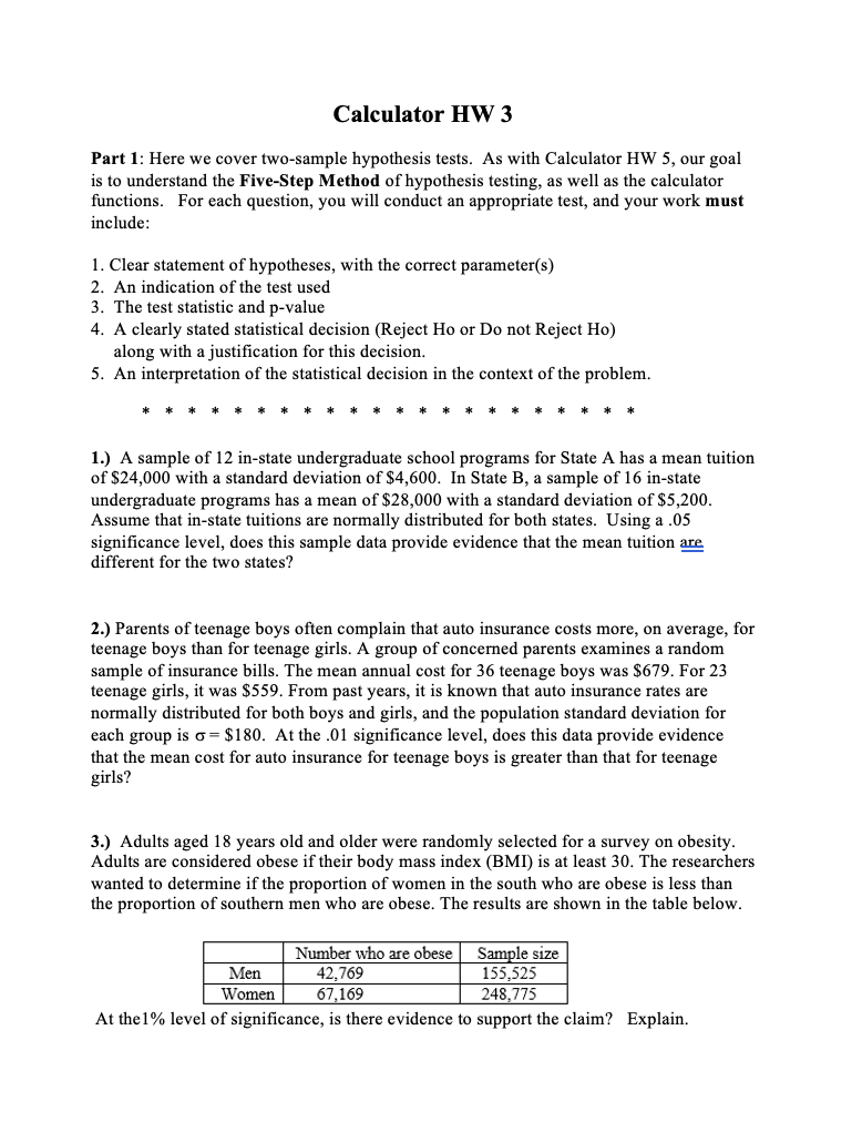 Solved Part 1: Here we cover two-sample hypothesis tests. As | Chegg.com