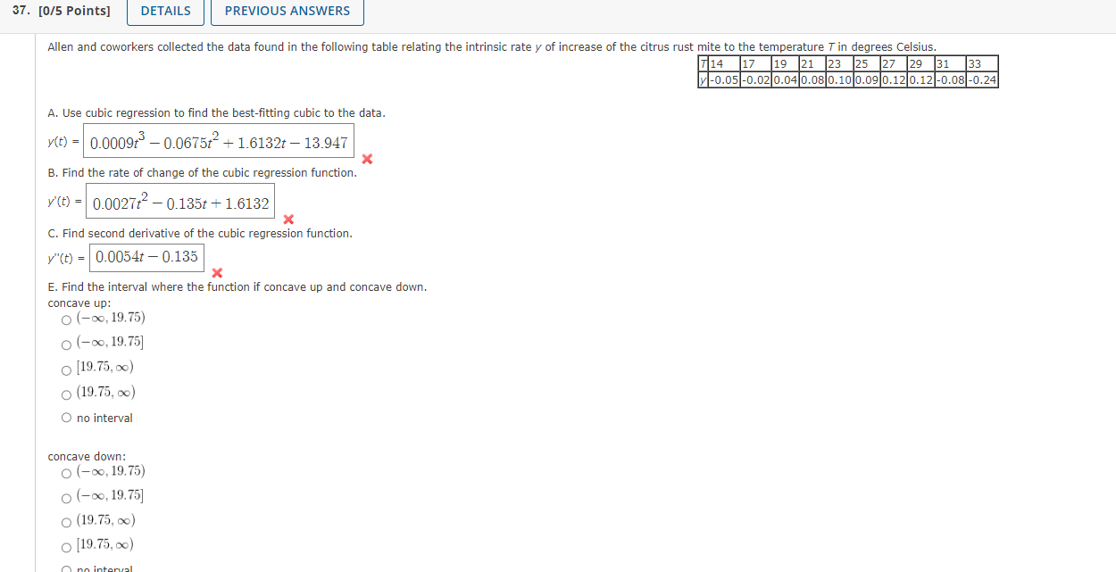 Solved A. Use cubic regression to find the best-fitting | Chegg.com