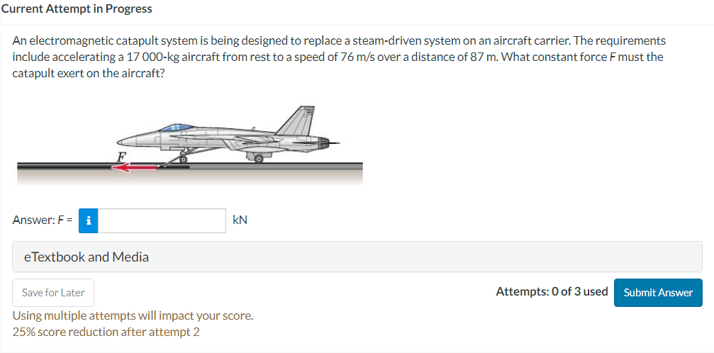 Solved An electromagnetic catapult system is being designed | Chegg.com
