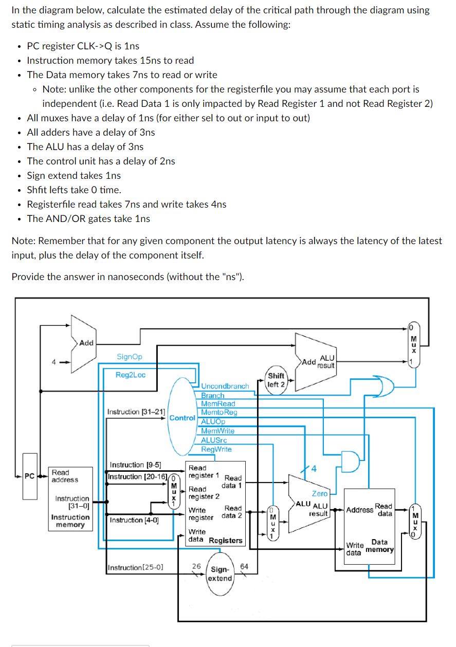 In the diagram below, calculate the estimated delay | Chegg.com