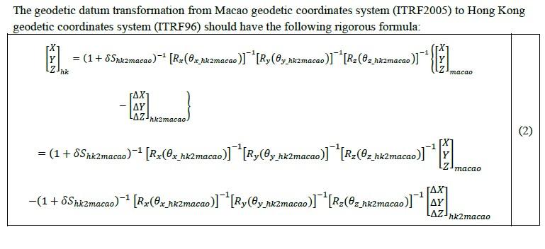The geodetic datum transformation from Macao geodetic | Chegg.com
