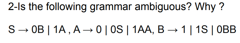Solved Is the following grammar ambiguous? | Chegg.com