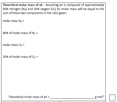 Solved Theoretical molar mass of air - Assuming air is | Chegg.com