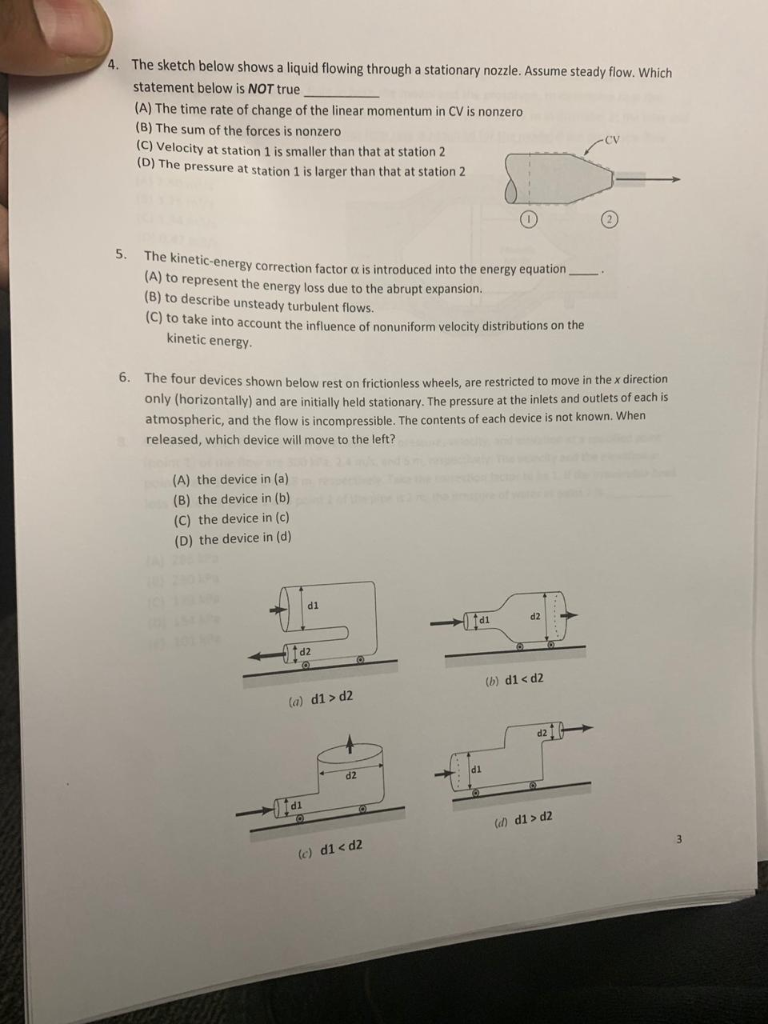 Solved The sketch below shows a liquid flowing through a | Chegg.com