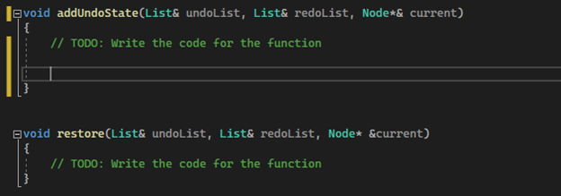 Solved c++ creates a undo and redo function using the | Chegg.com