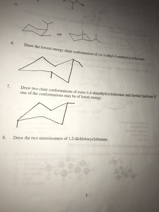 Solved c) and and the lowest energy chair conformation of | Chegg.com