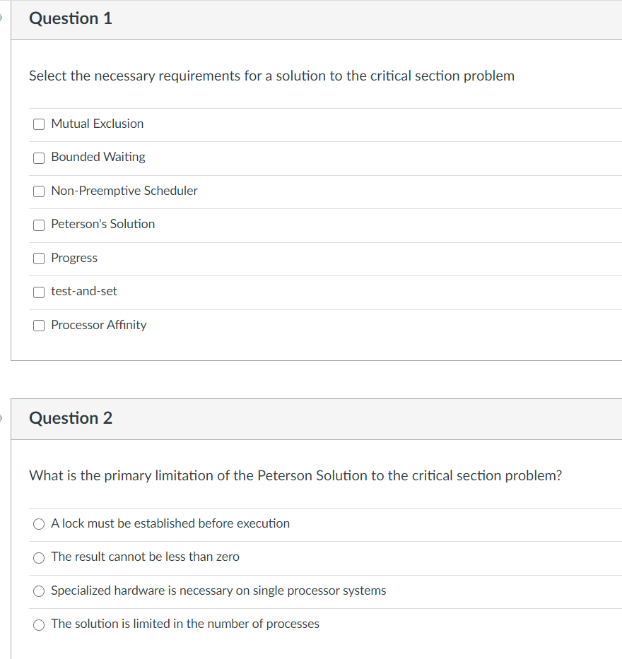 Solved Question 1 Select the necessary requirements for a | Chegg.com