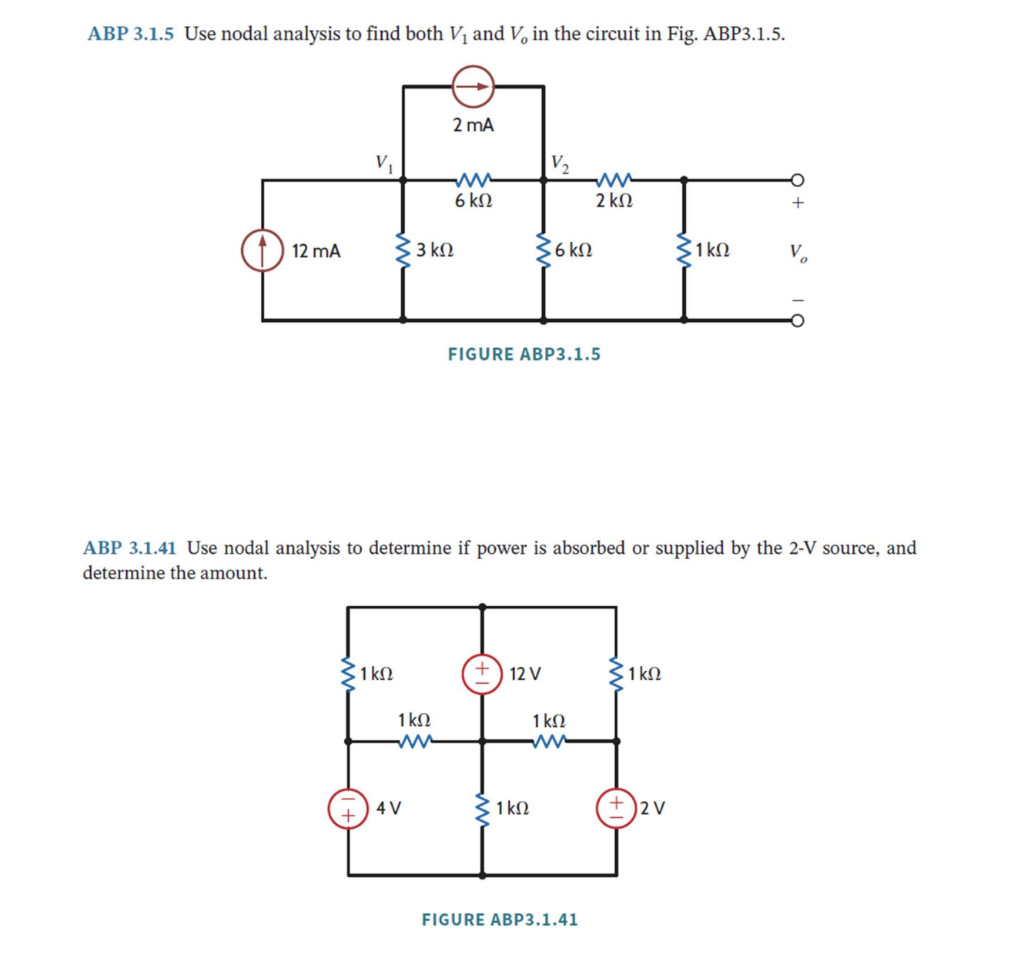 Solved ABP 3.1.5 Use nodal analysis to find both V1 and Vo | Chegg.com