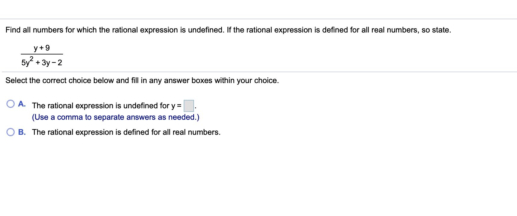 Solved Find all numbers for which the rational expression is | Chegg.com