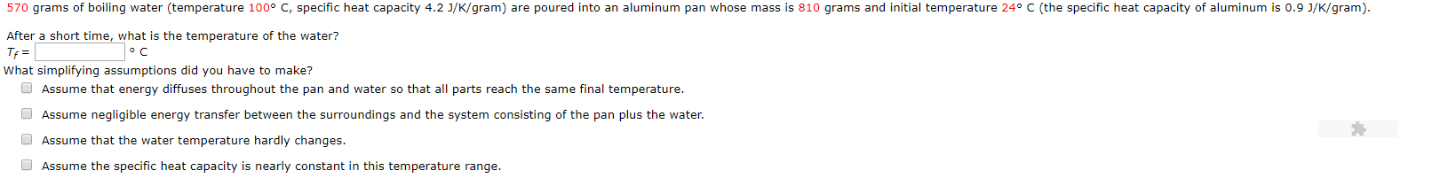 Solved 570 grams of boiling water (temperature 100° C, | Chegg.com