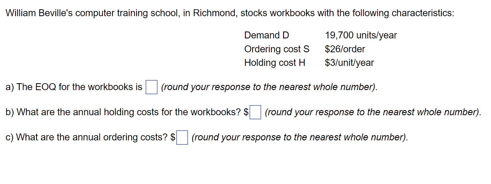 Solved William Beville's computer training school, in | Chegg.com