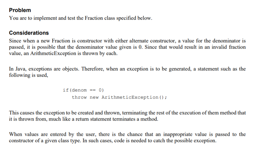 int numer, denom; Fraction frac1; Scanner input = new | Chegg.com