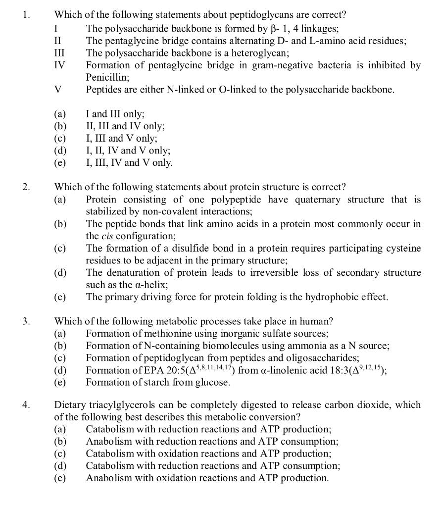 Solved 1. Which of the following statements about | Chegg.com