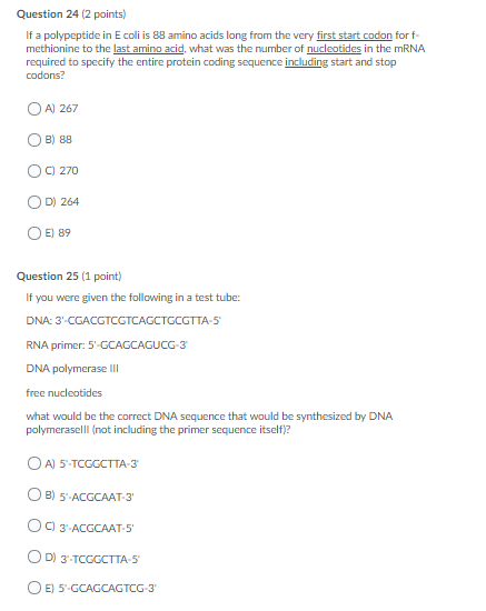 Solved Question 23 (2 points) The sequence below is from a | Chegg.com