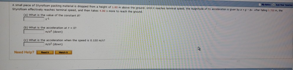 Solved A small piece of Styrofoam packing material is | Chegg.com