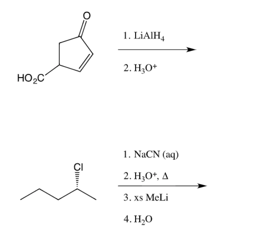 Solved 1. LiAlH4 2. H3O+ HOC 1. NaCN (aq) CI 2. Hz0+, A. . | Chegg.com