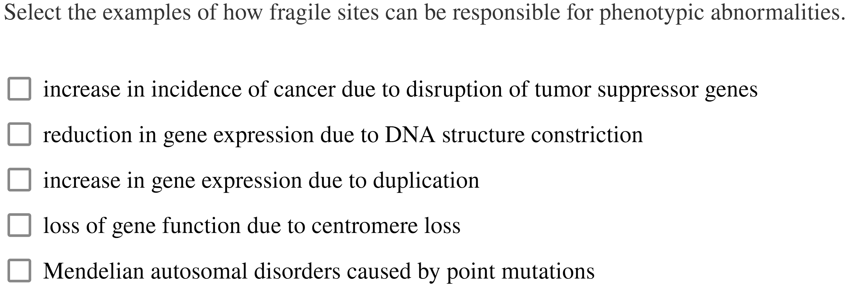 Solved Select the examples of how fragile sites can be | Chegg.com
