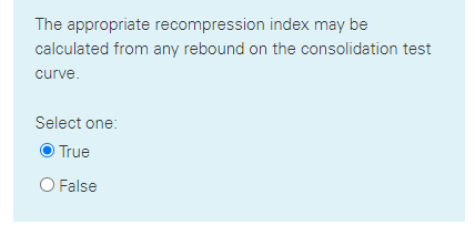 Solved The appropriate recompression index may be calculated | Chegg.com