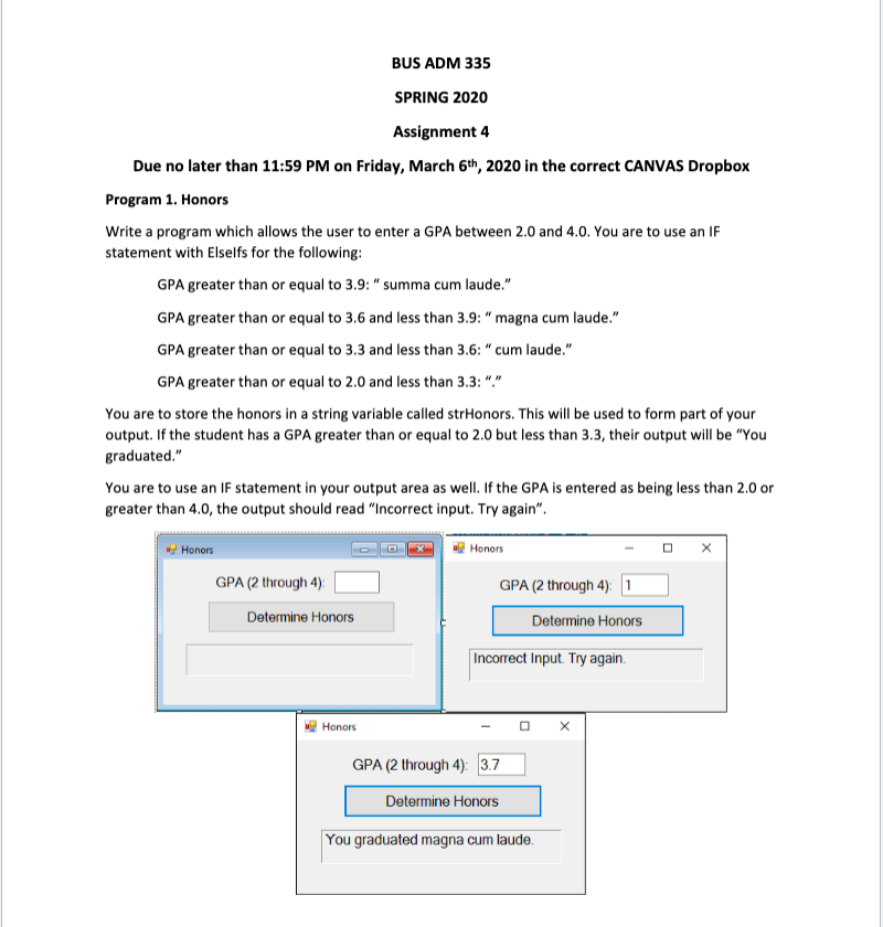 Solved BUS ADM 335 SPRING 2020 Assignment 4 Due no later | Chegg.com