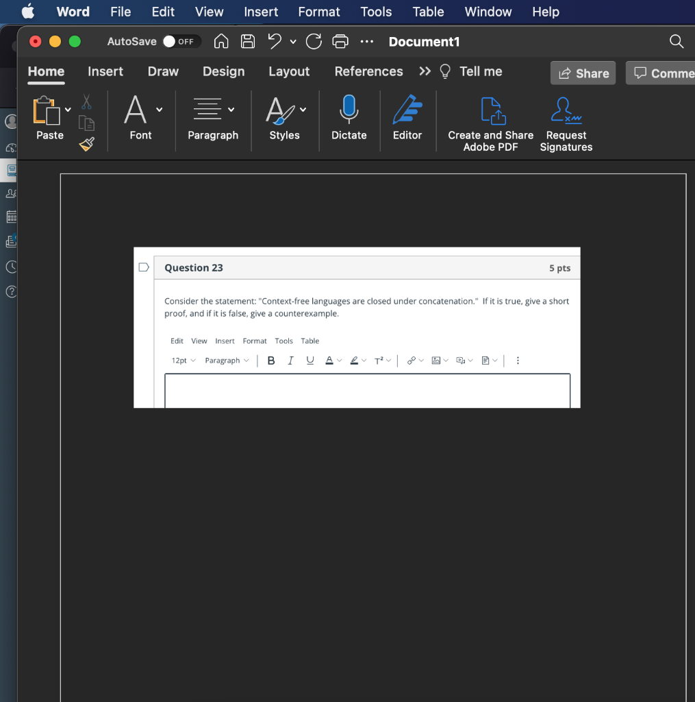 Solved Word File Edit View Insert Format Tools Table Window | Chegg.com