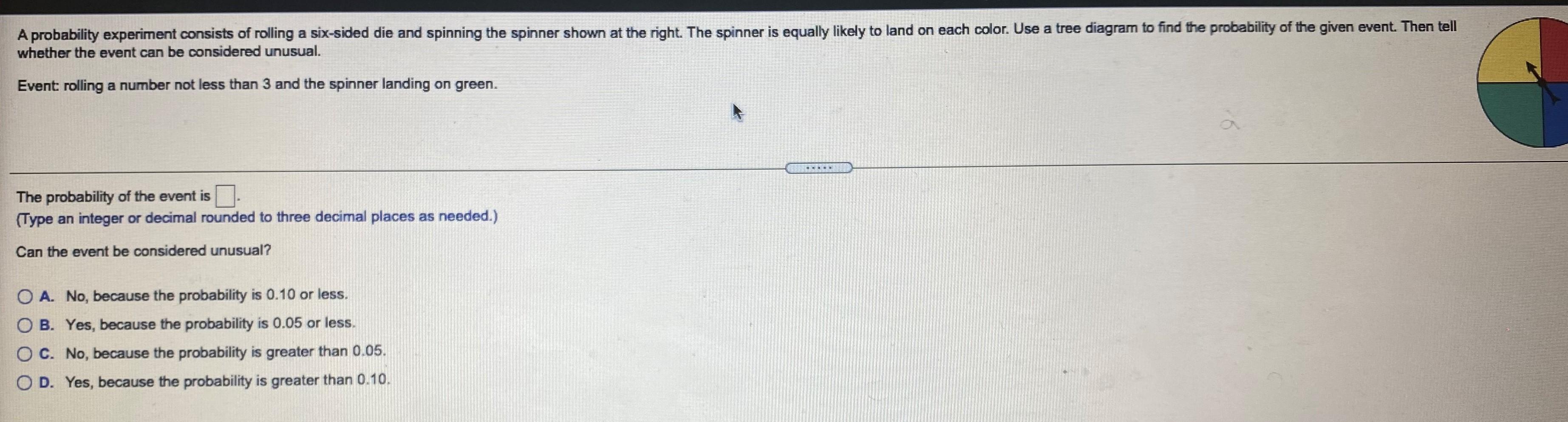 Solved A probability experiment consists of rolling a | Chegg.com