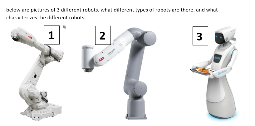 Solved below are pictures of 3 different robots. what | Chegg.com