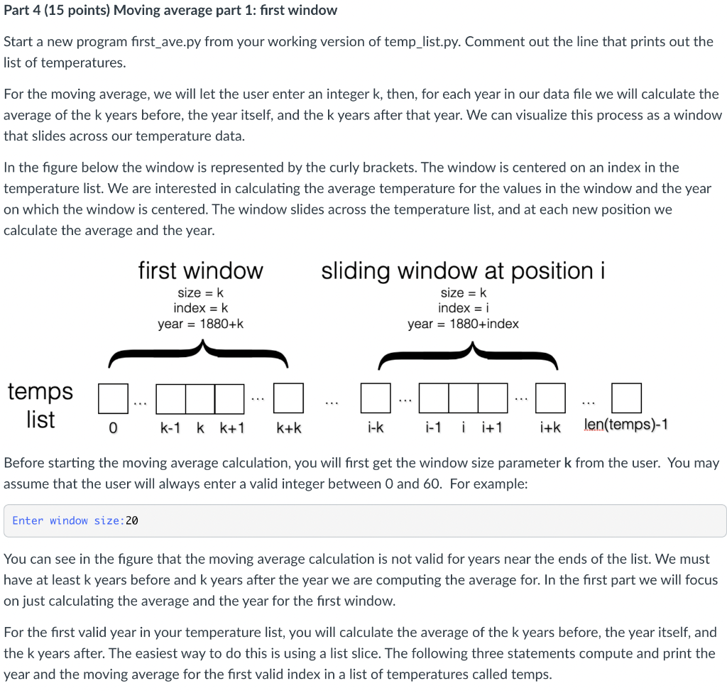 Solved Part 4 (15 points) Moving average part 1: first | Chegg.com