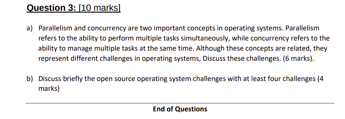 Solved a) Parallelism and concurrency are two important | Chegg.com