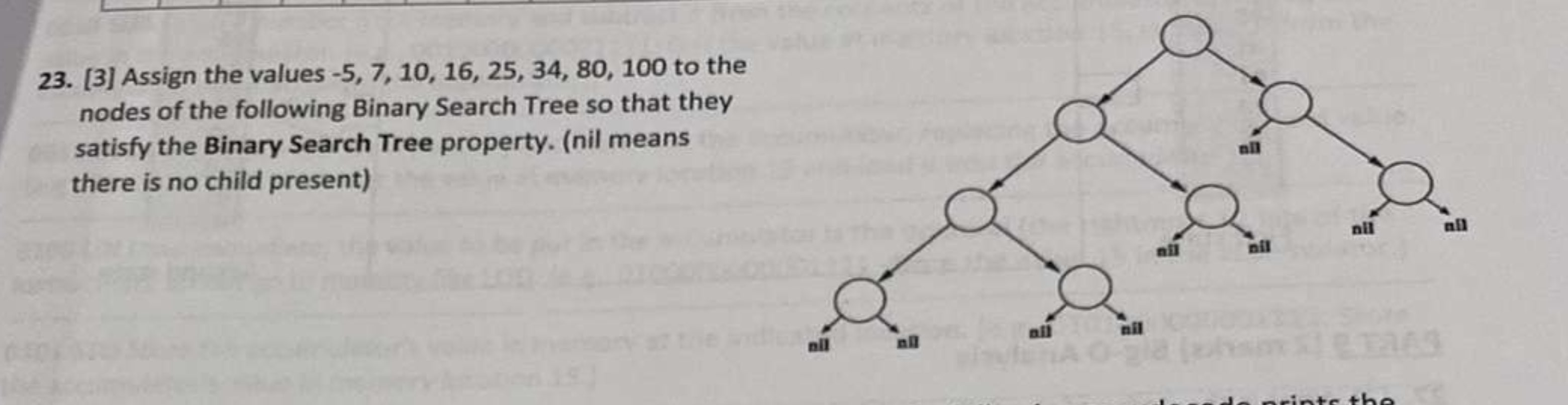 Solved [3] ﻿Assign the values -5,7,10,16,25,34,80,100 ﻿to | Chegg.com