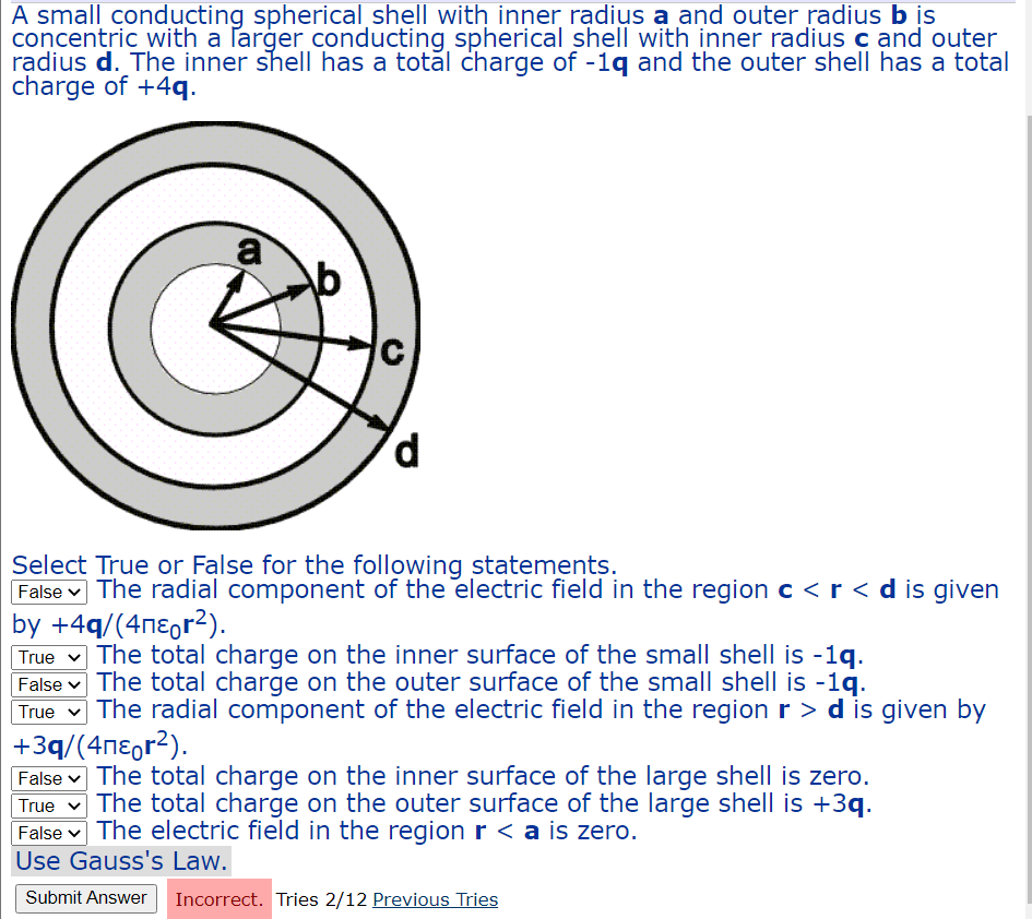 Solved A small conducting spherical shell with inner radius | Chegg.com