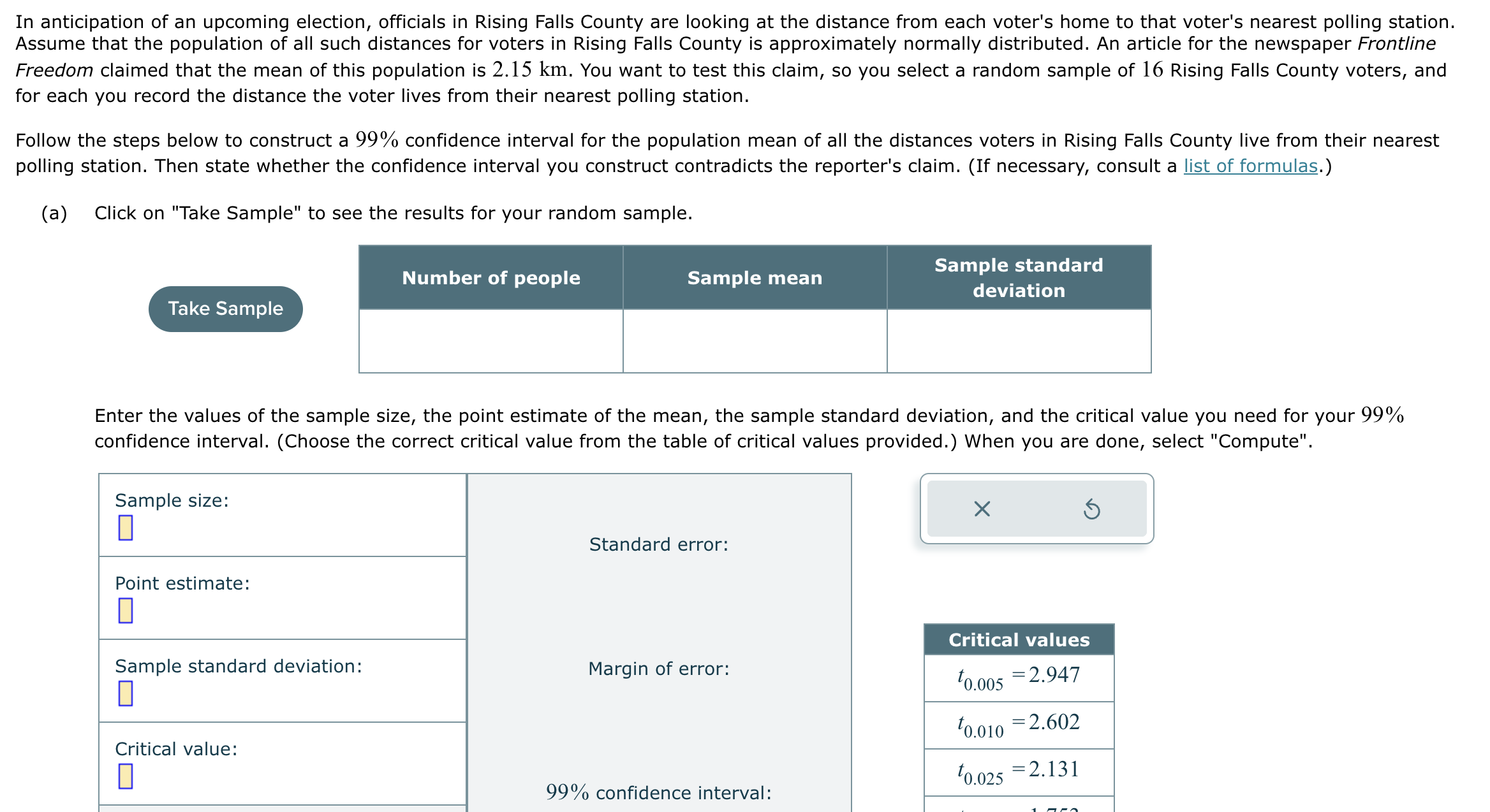 Solved (b) Based on your sample, graph the 99% confidence | Chegg.com