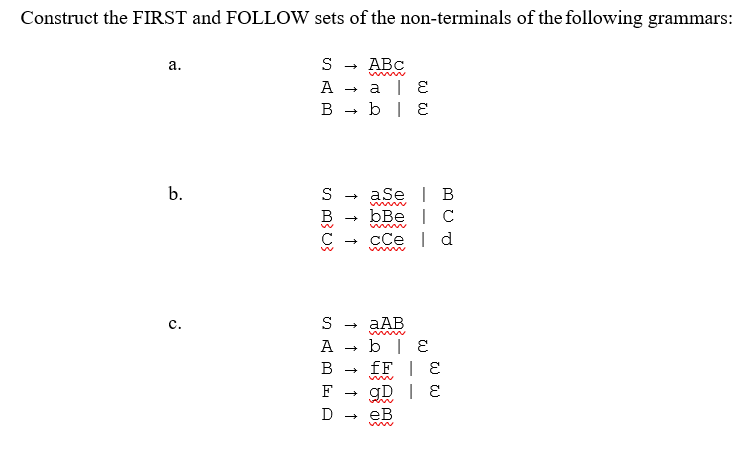 Solved Construct the FIRST and FOLLOW sets of the | Chegg.com