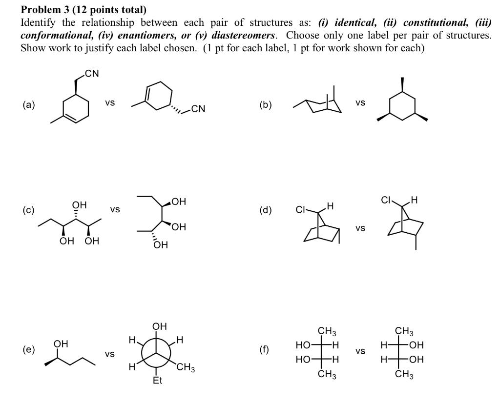 Solved Problem 3 (12 points total) Identify the relationship | Chegg.com