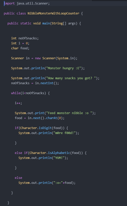 Solved Problem: Nibble Monster With For Loop Re-write the | Chegg.com