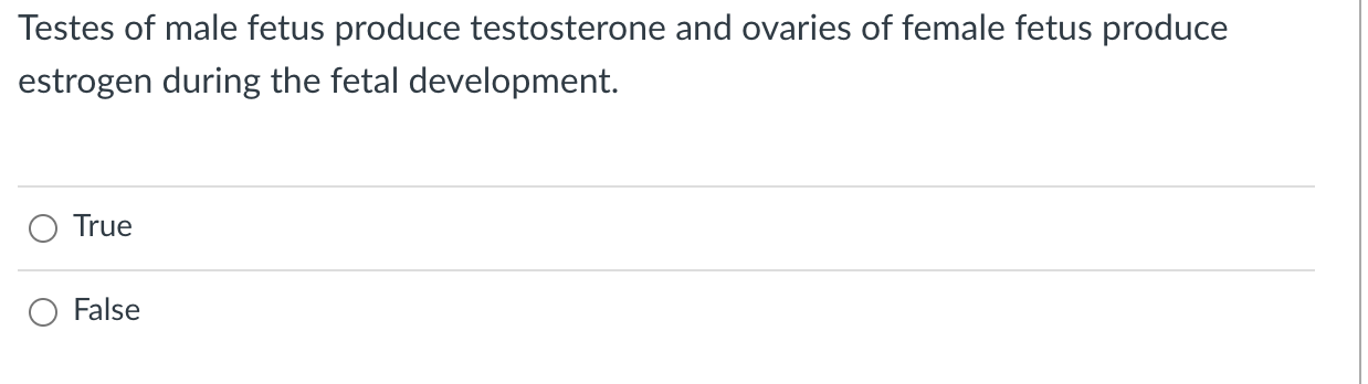 Solved Testes of male fetus produce testosterone and ovaries | Chegg.com