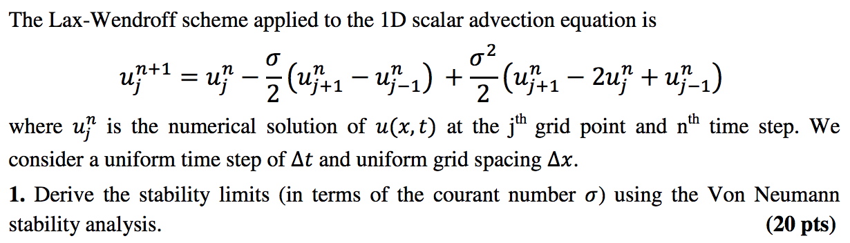 The Lax Wendroff Scheme Applied To The 1d Scalar