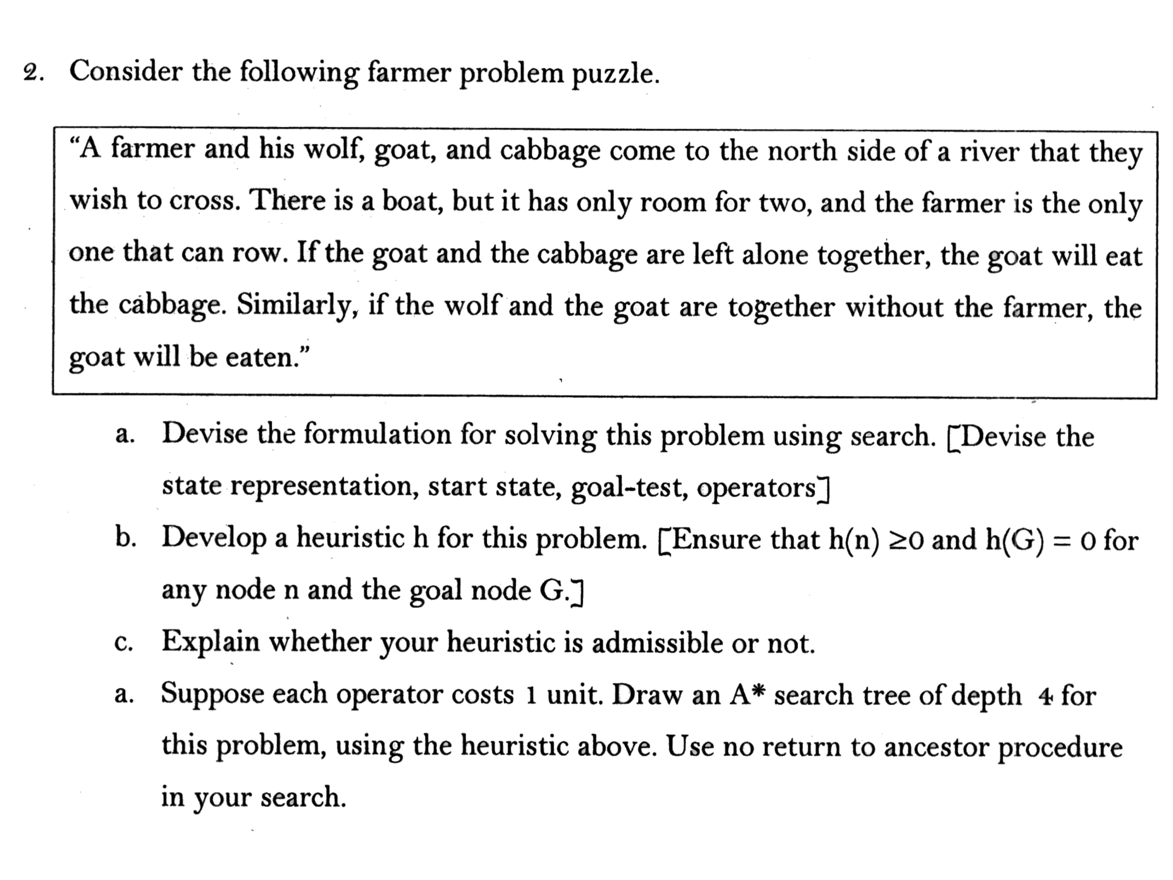 Solved Consider the following farmer problem puzzle."A | Chegg.com