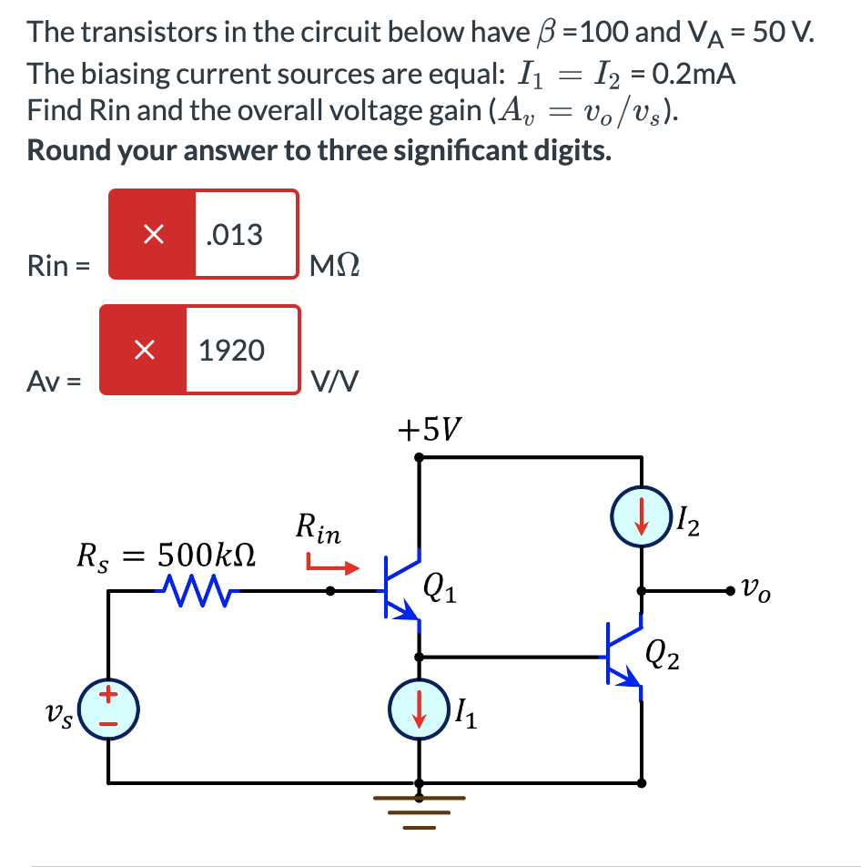 Solved The transistors in ﻿the circuit below have β=100 ﻿and | Chegg.com