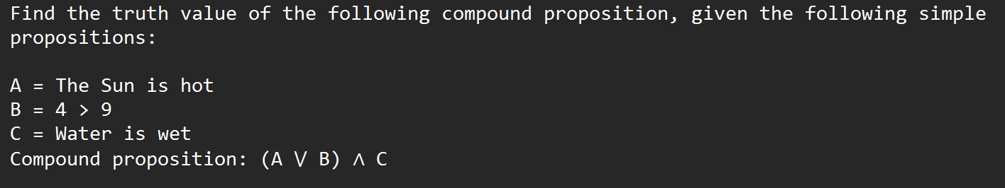 Solved Find the truth value of the following compound | Chegg.com