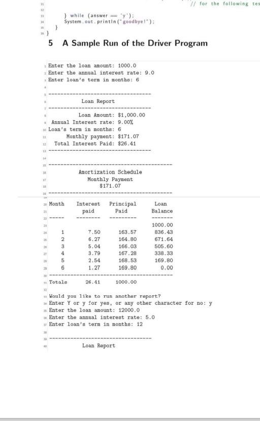 Solved 1 Objectives \$\$: Write a class to model a bank loan | Chegg.com