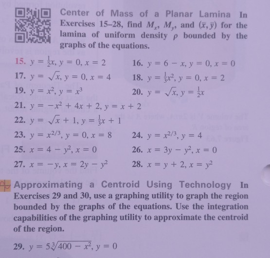 Solved Center of Mass of a Planar Lamina In Exercises 15-28, | Chegg.com