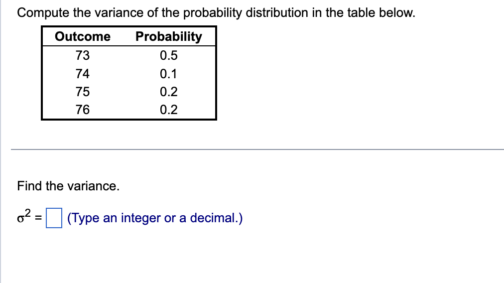 Solved Compute the variance of the probability distribution | Chegg.com