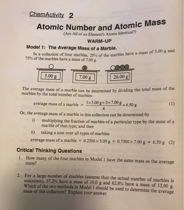 Solved ChemActivity 2 Atomic Number and Atomic Mass Are All | Chegg.com