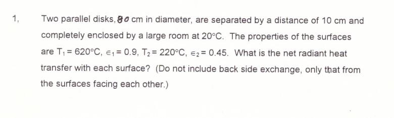 Solved 1, Two parallel disks, 80 cm in diameter, are | Chegg.com