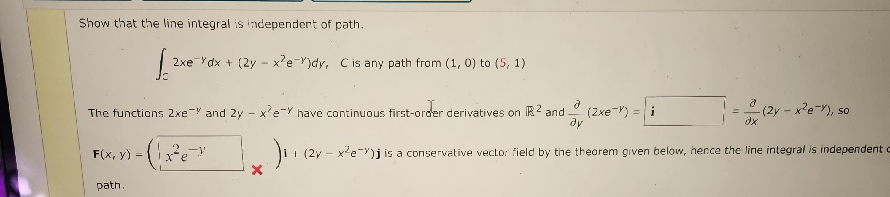 Solved Show that the line integral is independent of path. | Chegg.com
