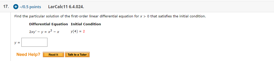 Solved 17. + -10.5 points LarCalc11 6.4.024. Find the | Chegg.com Solved 17. + -10.5 points LarCalc11 6.4.024. Find the | Chegg.com