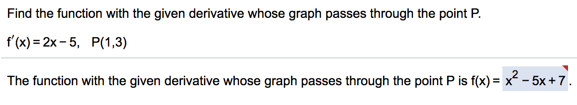Solved Find the function with the given derivative whose | Chegg.com