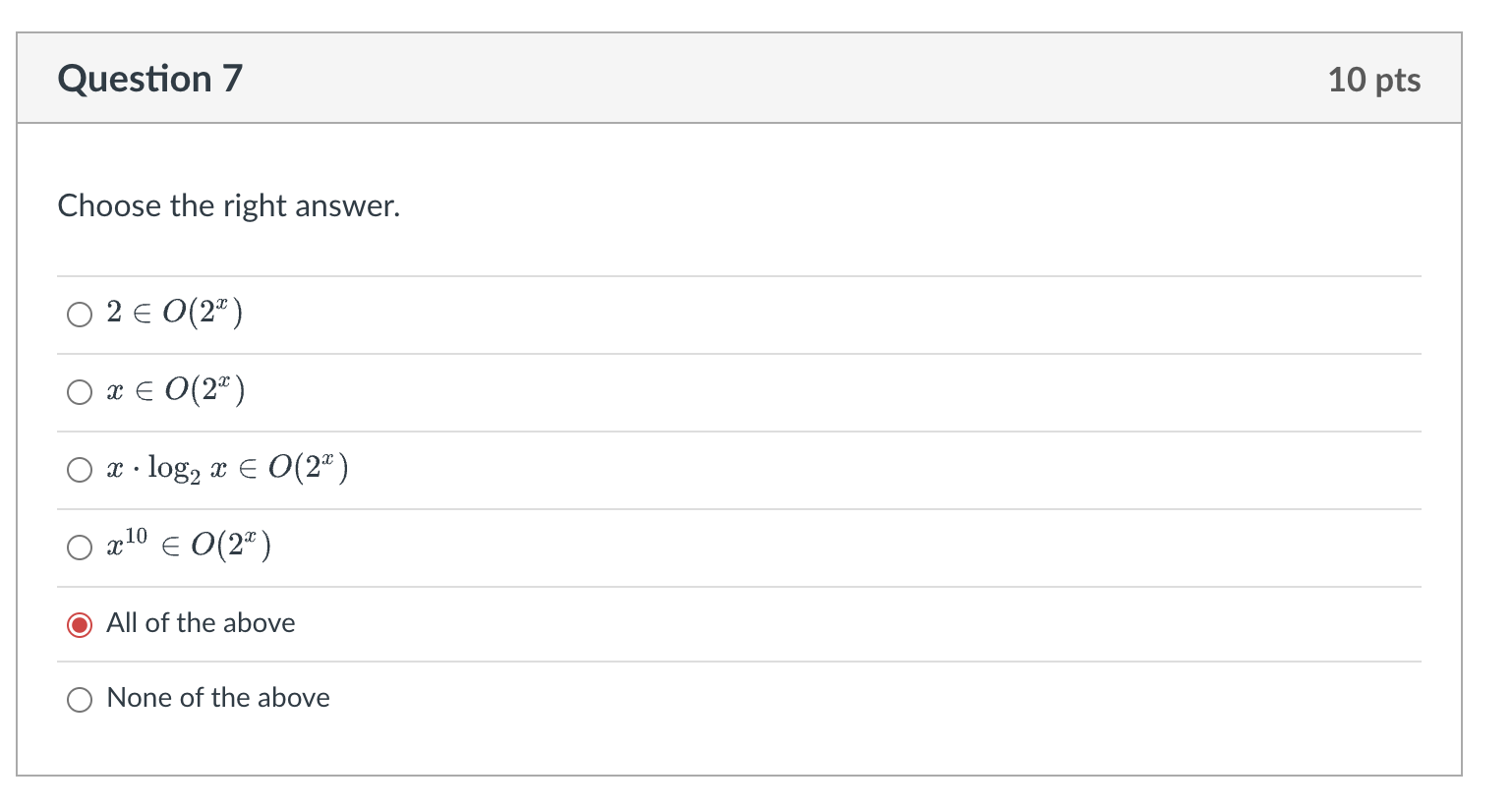 Solved Question 7 10 pts Choose the right answer. | Chegg.com