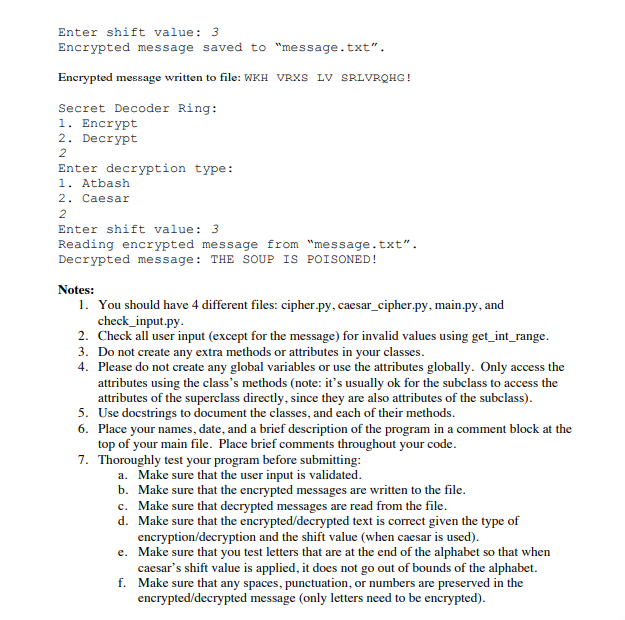Solved Secret Decoder Ring Write a program that allows the | Chegg.com